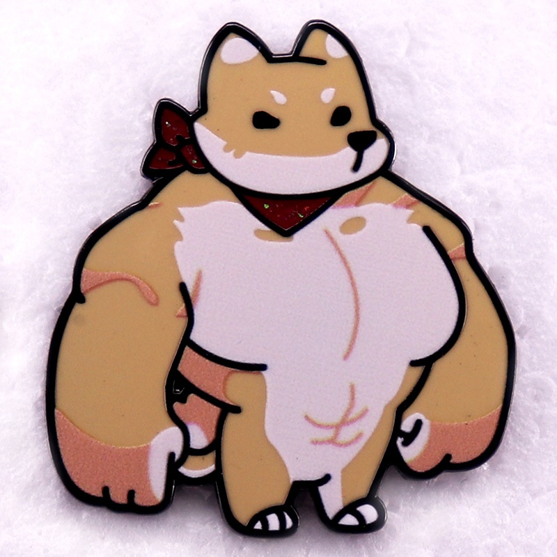Doge buff muscle bulk shiba inu Enamel Pin funny big dog meme Metal ...