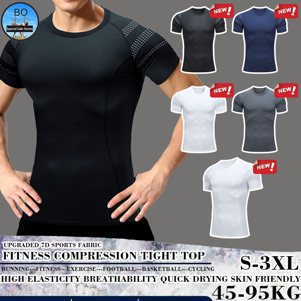 BOSPORT Men`s Compression T-Shirts Printed Short Sleeve Top Fitness ...