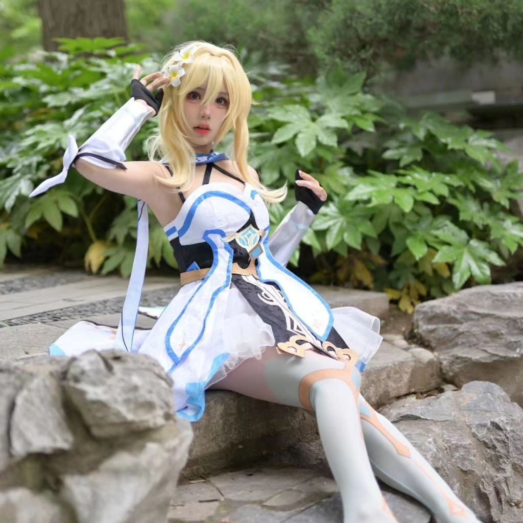 Hsctek Game Genshin Impact Lumine Cosplay Costume Full Set Halloween Lumine Wig Cos Outfits ...