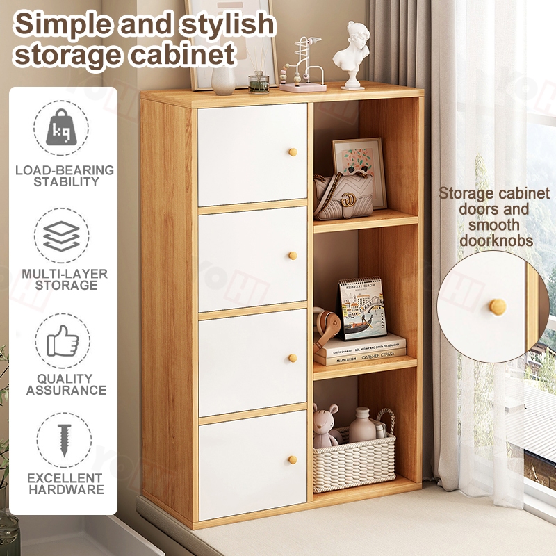 Multilayer Locker Bookshelf Drawer Cabinet With Door Wooden Storage ...