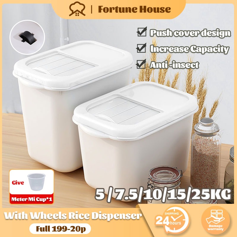 FORTUNE HOUSE Rice Container Storage Kitchen Rice Dispenser Large ...