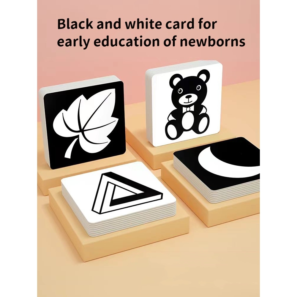 Montessori Early Learning Education Baby Visual Stimulation Cards Black ...