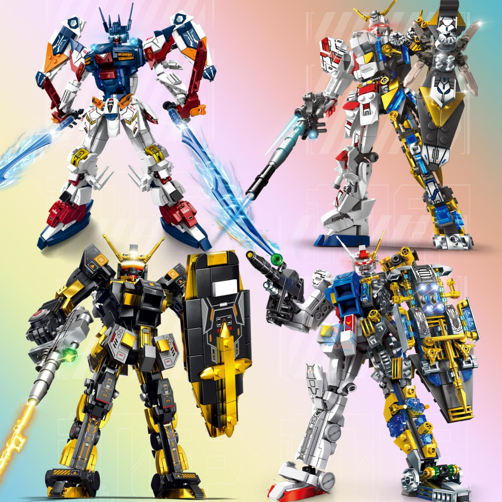 4Set Gundam Mech Building Blocks Toy Set, Mobile Suit Robot Blocks Kid ...