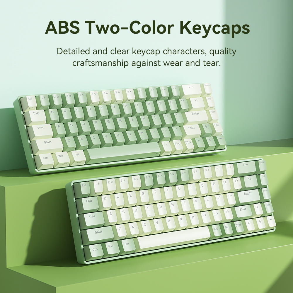 BOW G62D Wireless Bluetooth White Mechanical Keyboard Green Anti ...