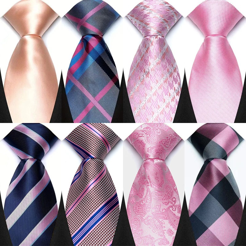 New Men's Tie 8CM Neckties For Man Classic Jacquard Woven Plaid Solid ...