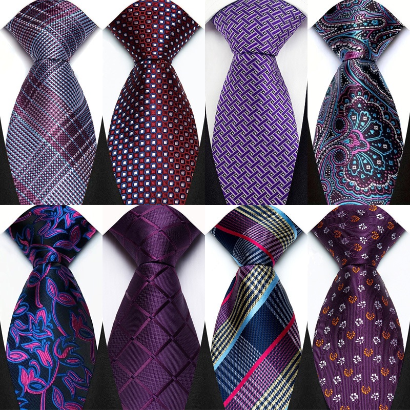 New Men's Tie 8CM Neckties For Man Classic Jacquard Woven Plaid Solid ...