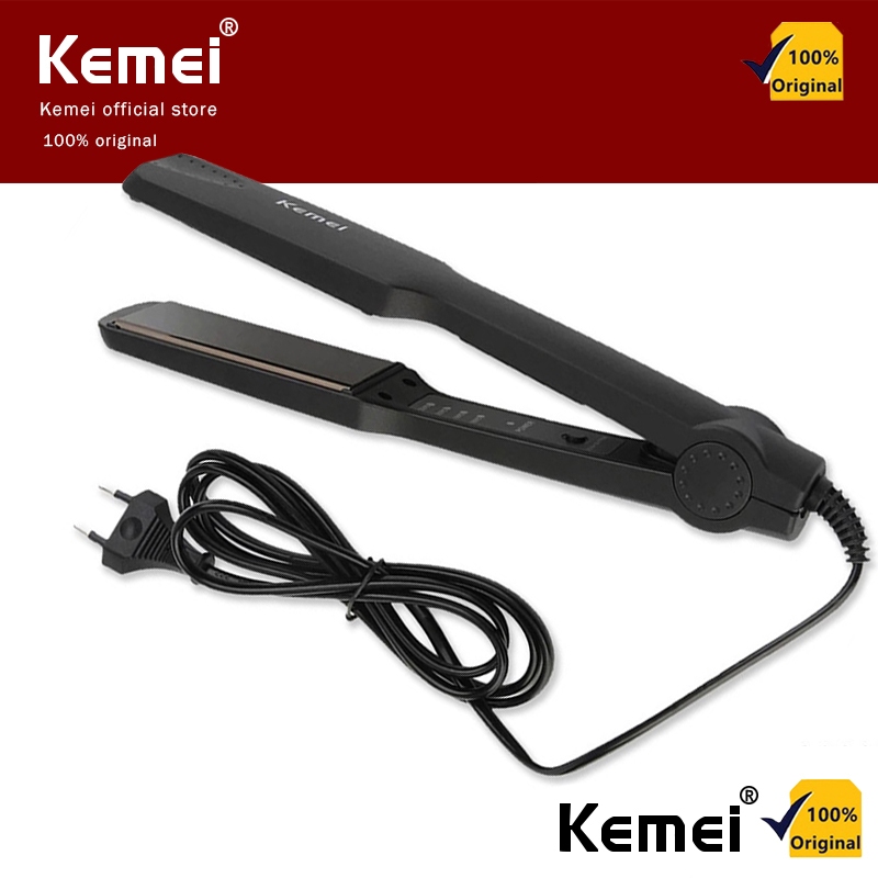 Kemei Flat Iron Straightening 2 in 1 Curly Professional Hair Straightener Fast Warm Thermal ...