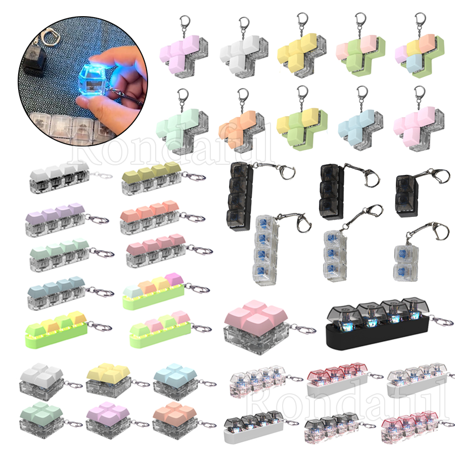 keyboard Button Fidget Toy Mechanical Keyboard Keychain With Light ...