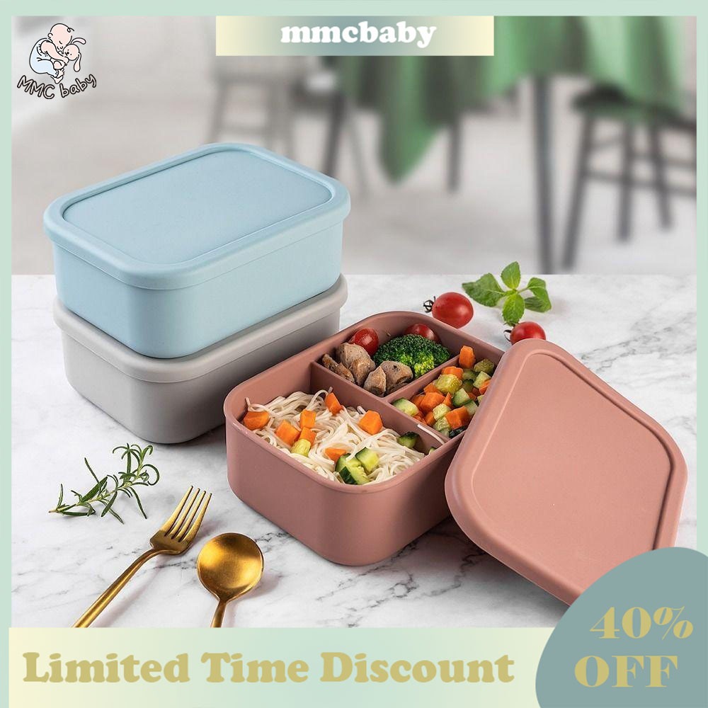 Food Grade Silicone Food Box with Cover Three Square Lunch Box Can Be ...
