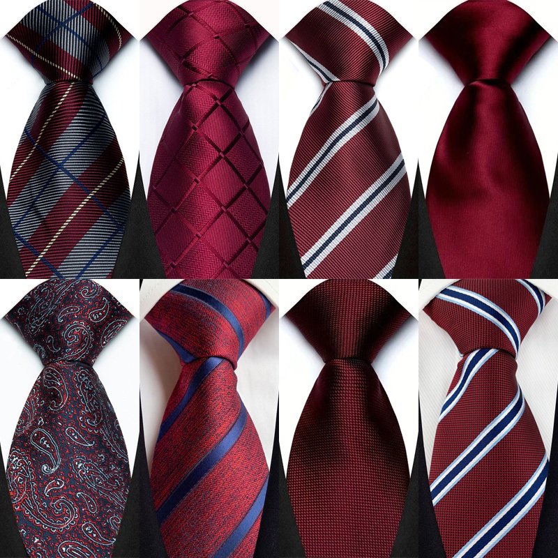 New Men's Tie 8CM Neckties For Man Classic Jacquard Woven Stripes Dot ...