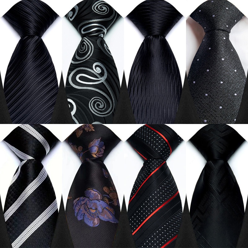 New Men's Tie 8CM Neckties For Man Classic Jacquard Woven Solid Stripes ...