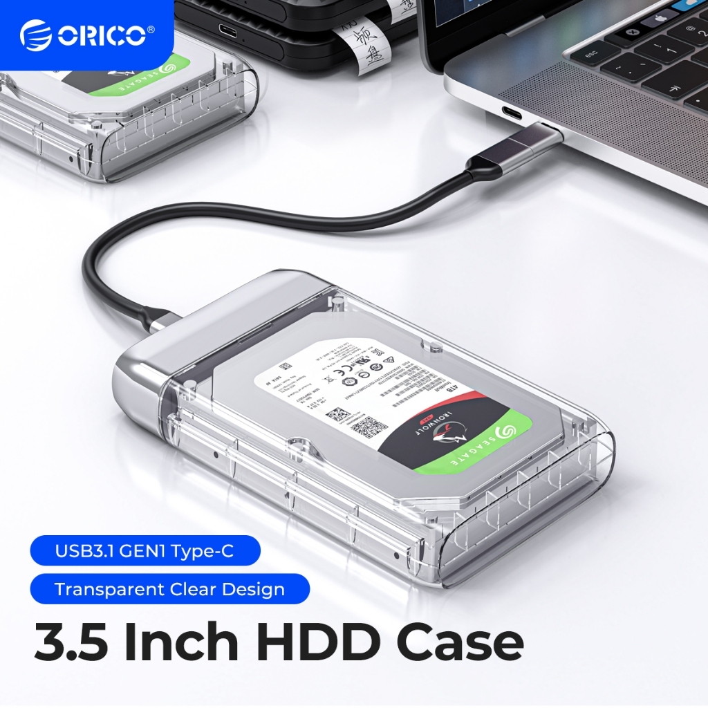 ORICO 3.5 inch HDD case Transparent Type-C 5Gbps Hard Drive Enclosure ...