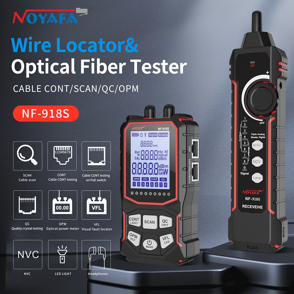 NOYAFA NF-918S Network Cable Tester with 6 Wavelength Optical Power ...