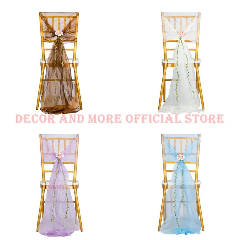 10PCS Chair Covers Red Organza Chair Cap Outdoor Wedding Hotel Banquet ...