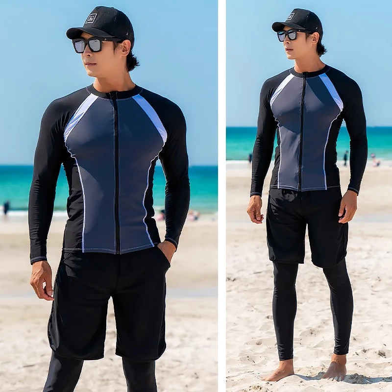 SAILBEE Men's UV Sun Protection Long Sleeve Rash Guard Wetsuit Swimsuit ...