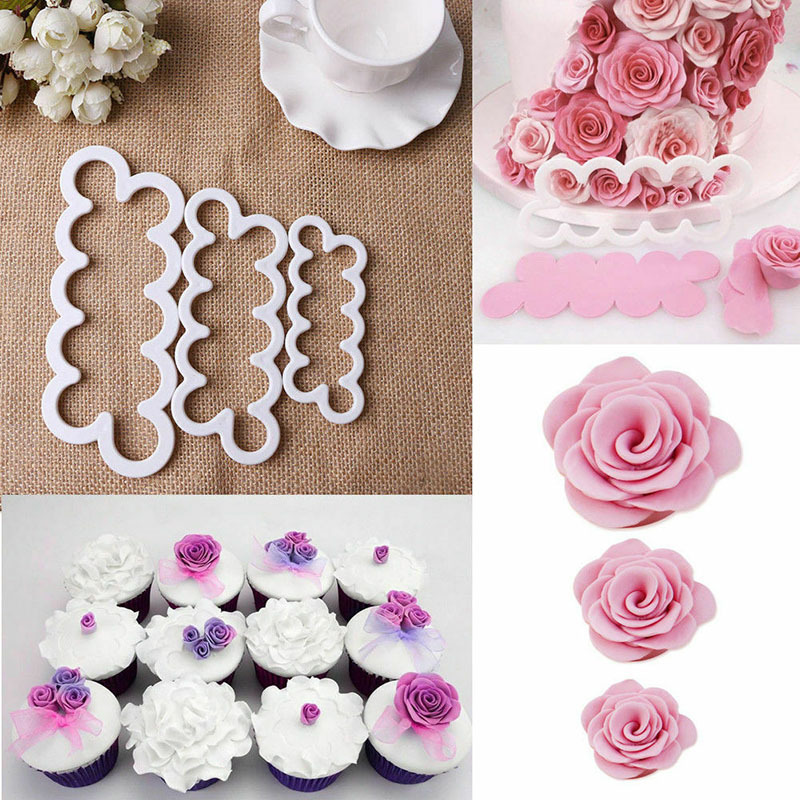Rose Petal Flower Cake Cutter Fondant Icing Tool Decorating Plastic ...