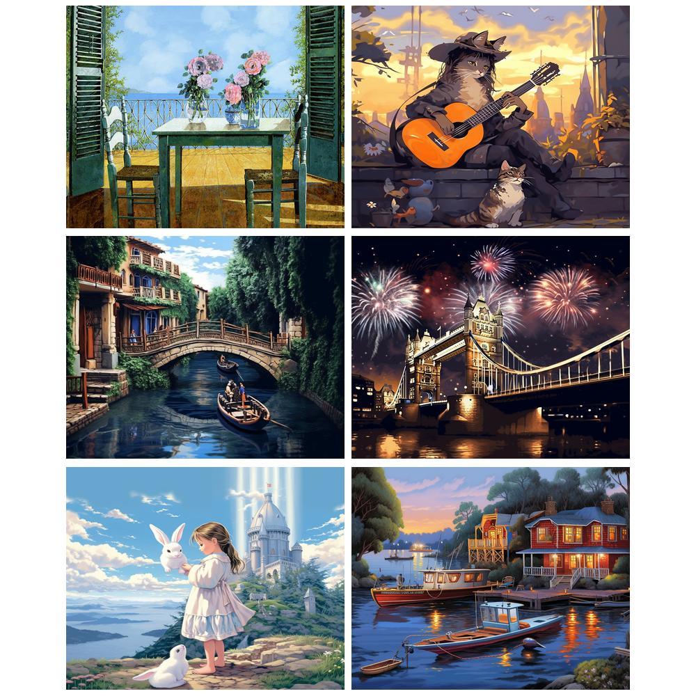 RUOPOTY Oil Paint By Numbers Original gifts Picture Paint Beautiful ...