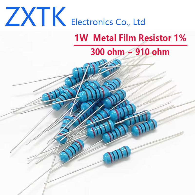 50PCS Metal Film Resistor 1W 300 ohm 330 360 390 430 470 510 560 620 ...