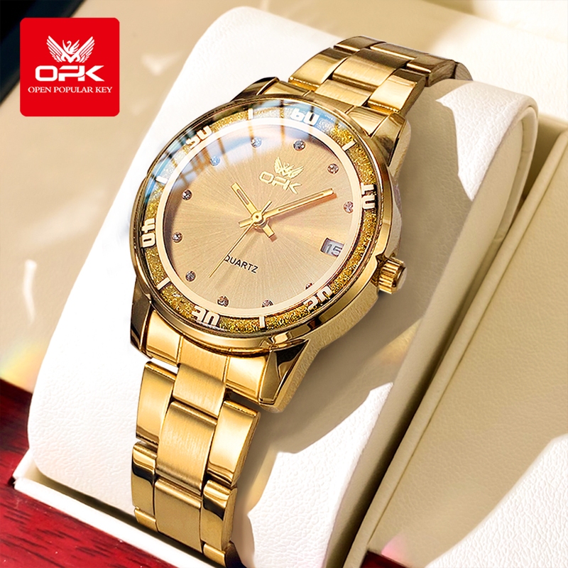 OPK Watch For Woman Elegant Original Waterproof Stainless Steel Gold ...
