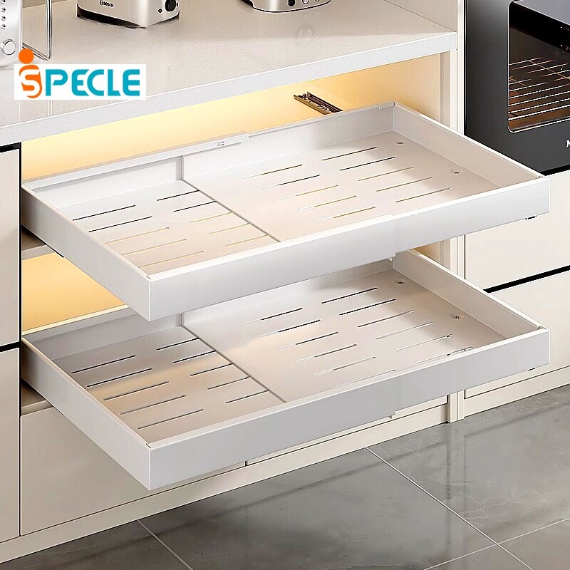 iSPECLE Freely Adjustable Length Kitchen Cabinet Pullout Basket with ...