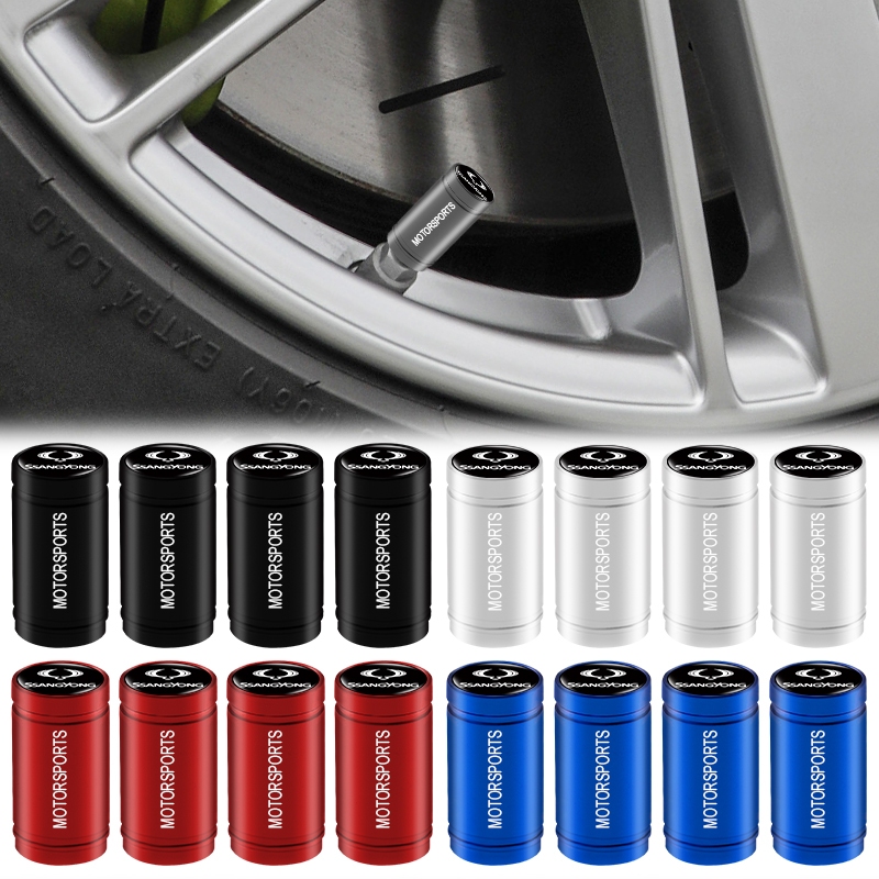 4pcs Aluminum Sport Styling Car Tire Cap Cylindrical Anti-lesk Wheel ...