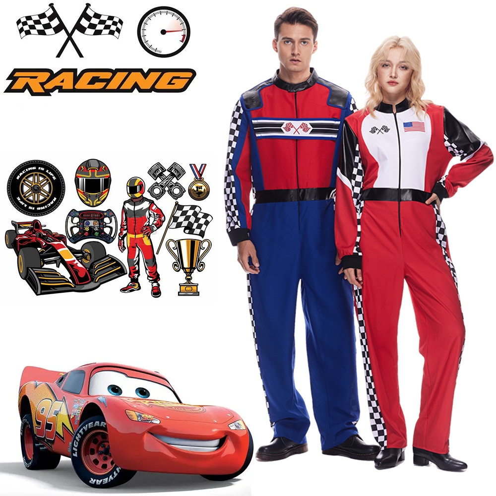 COD Adult Couple Cool F1 Racer Uniform Costume Men Race Car Driver ...