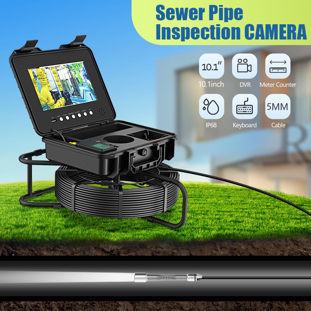 10" Screen Pipe Sewer Drain Pipeline Inspection 2MP Camera Meter ...