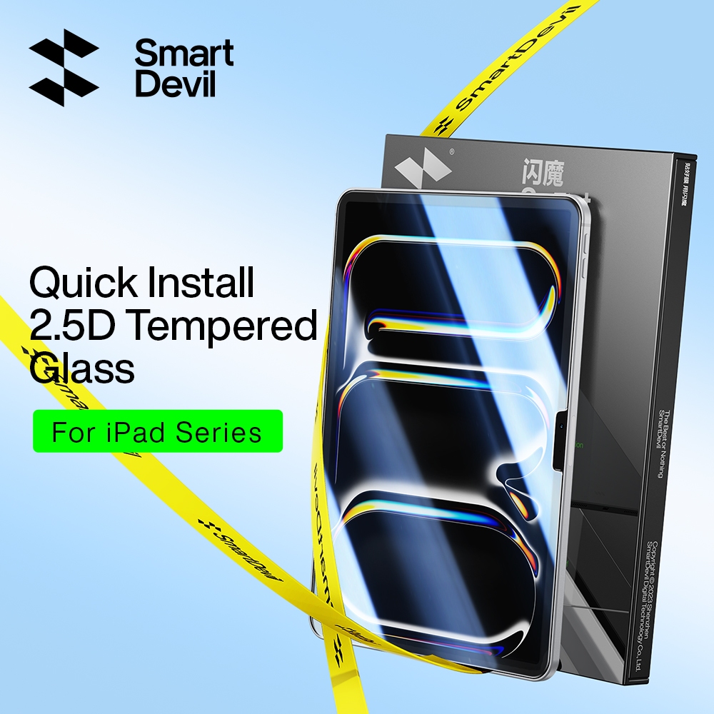 SmartDevil Quick Install 2.5D Tempered Glass For iPad Air6/iPad Pro/10th | Shopee Philippines