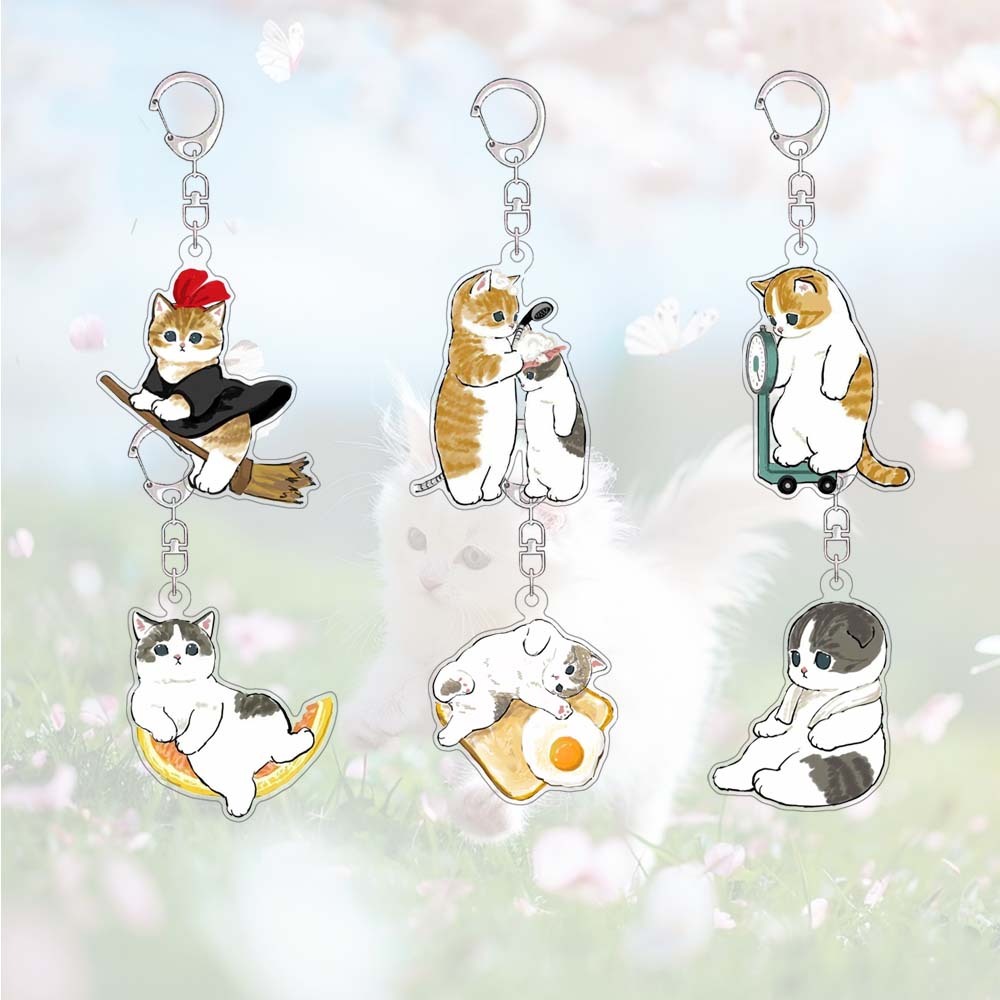 Keychain Mofusand Peripheral Cute Cat Acrylic Key Ring Doll Backpack ...