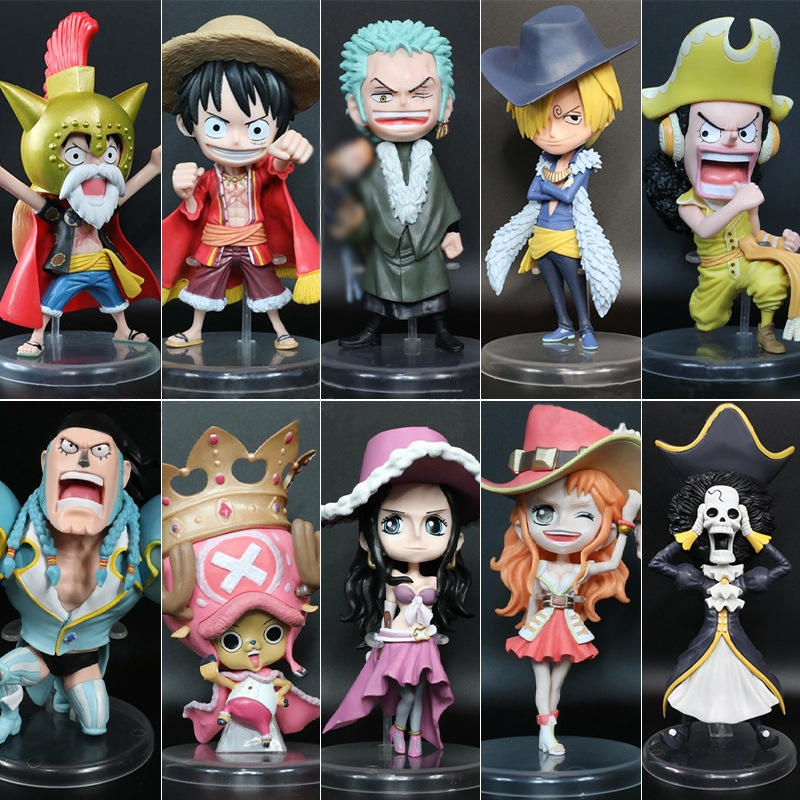 One Piece Q Version Anime Luffy Roronoa Zoro Nami PVC Action Figures ...