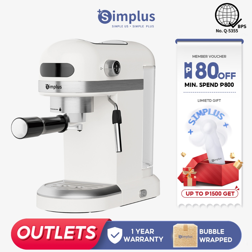 Simplus Espresso Coffee Maker Machine With Milk Frother Wand Coffee Machine Semi-Automatic ...