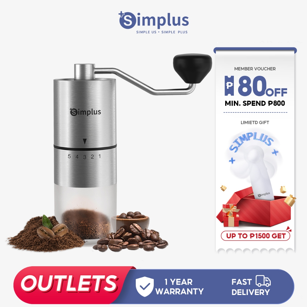 Simplus Manual Coffee Bean Grinder Stainless Steel Portable Hand ...