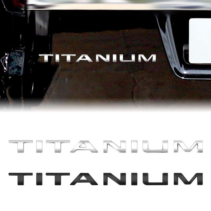 3D Chrome ABS Silver/Black TITANIUM Letter Logo Rear Bumper Tail Door ...