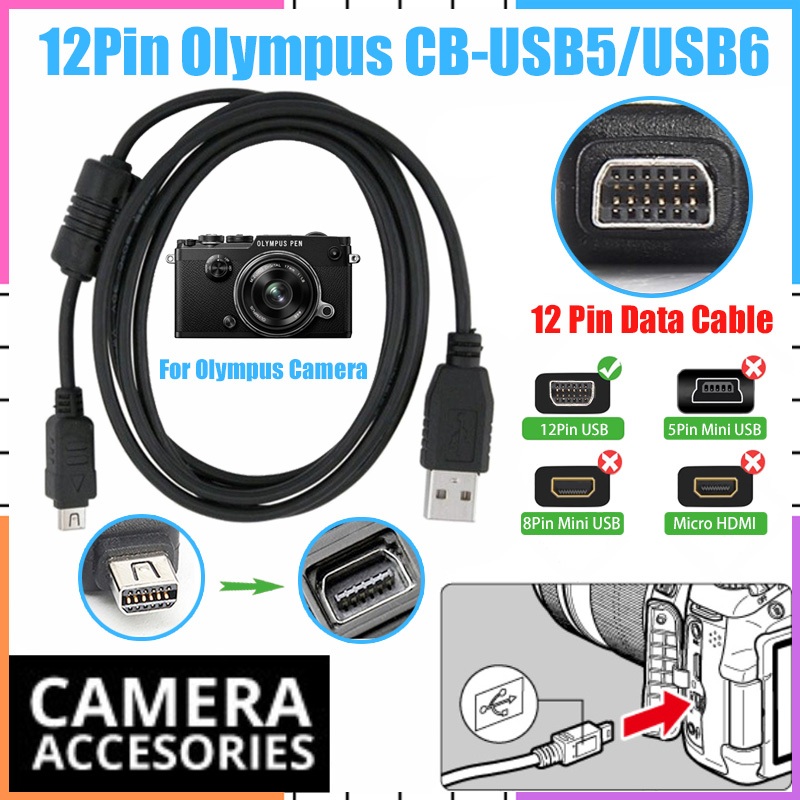 【1-3 Days Delivery】12 Pin Olympus USB Data Cable 12pin USB Data Transfer Cable Charging Cord CB ...