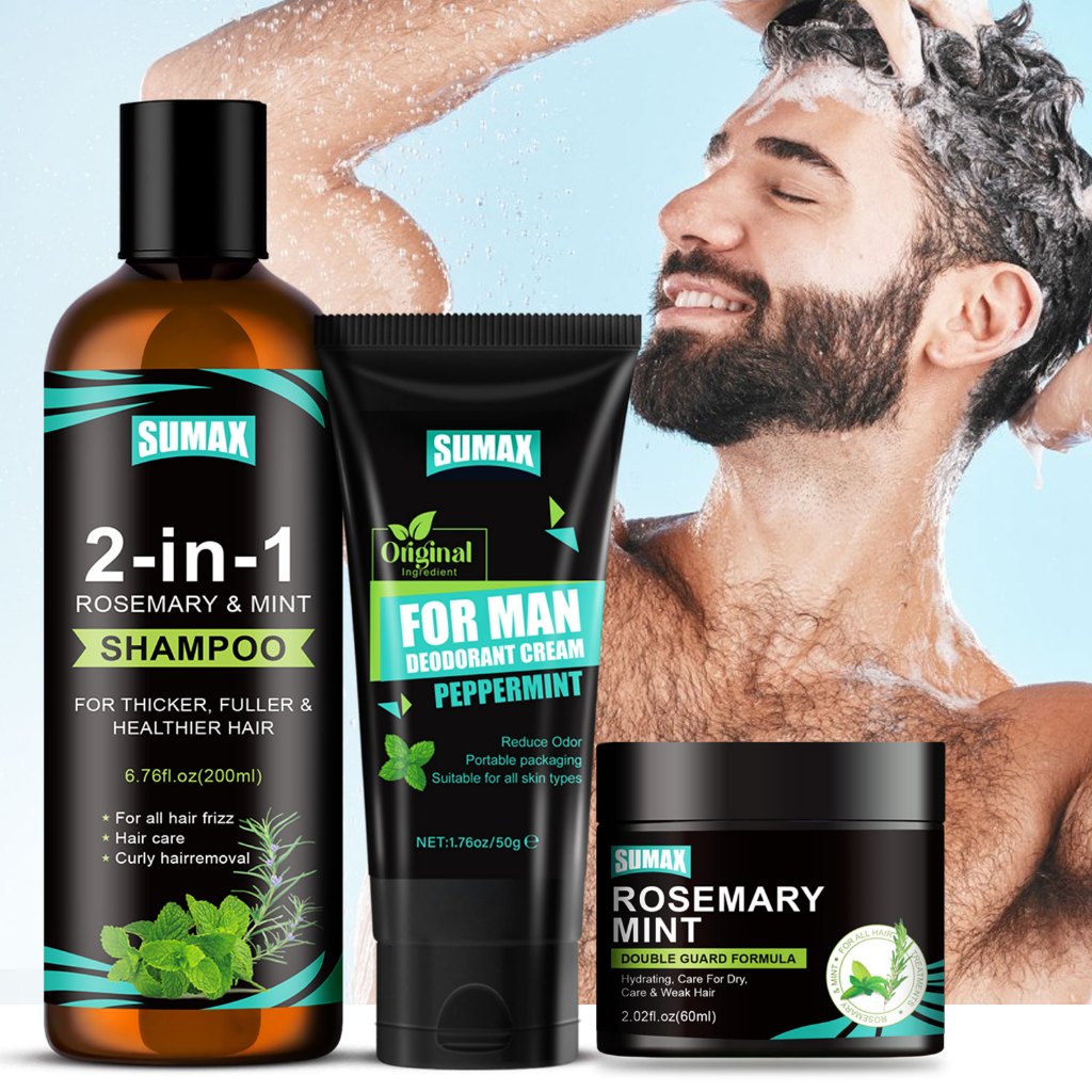 RUOALL Men's Care Trilogy: Refreshing Shampoo+Deep Nourishing Hair Mask ...