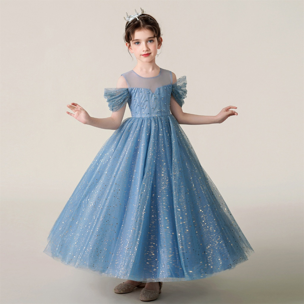 Summer Girl Princess Dress Blue Ocean Series Fluffy Gauze Dress ...