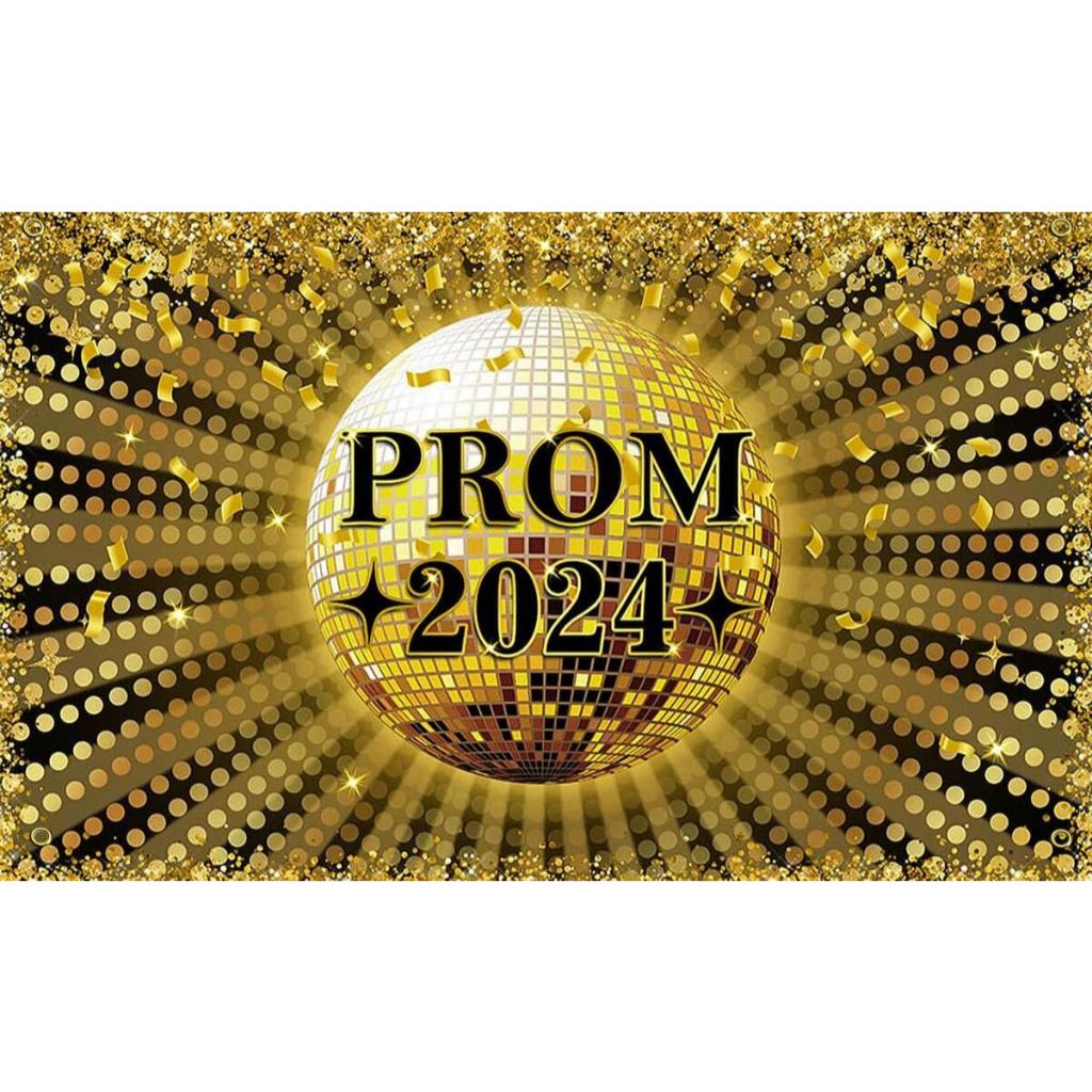 Prom 2024 Photography Backdrop 7x5ft Gold and Black Graduation Prom ...