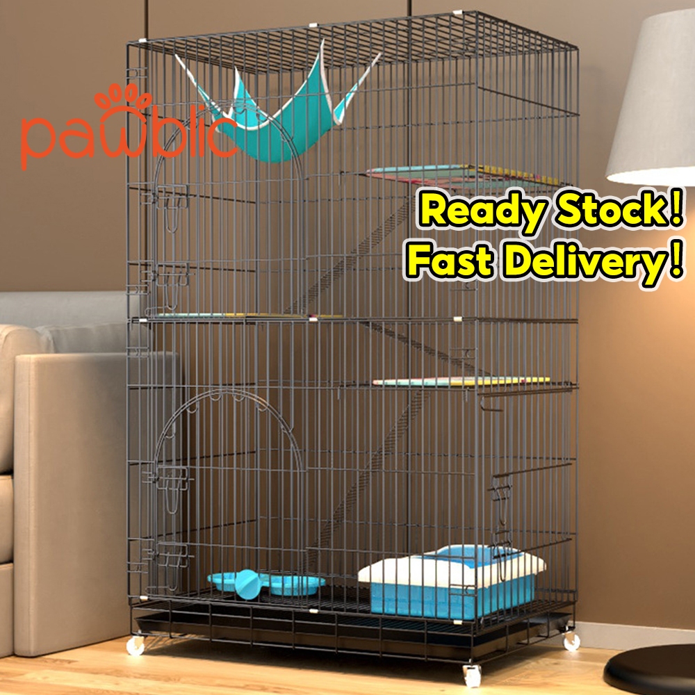 【Ready Stock】Heavy Duty Cat Cage 4 Layer Thick Material Cat Cage With ...