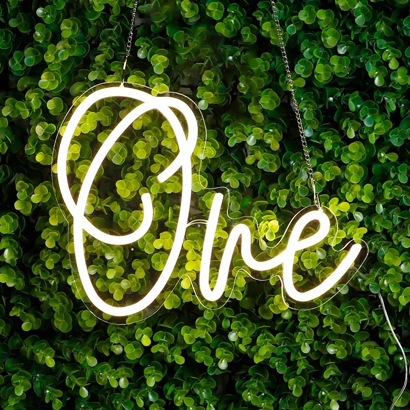 One Neon Sign Light One Year Old Birthday Table Number Neon Sign Desk ...