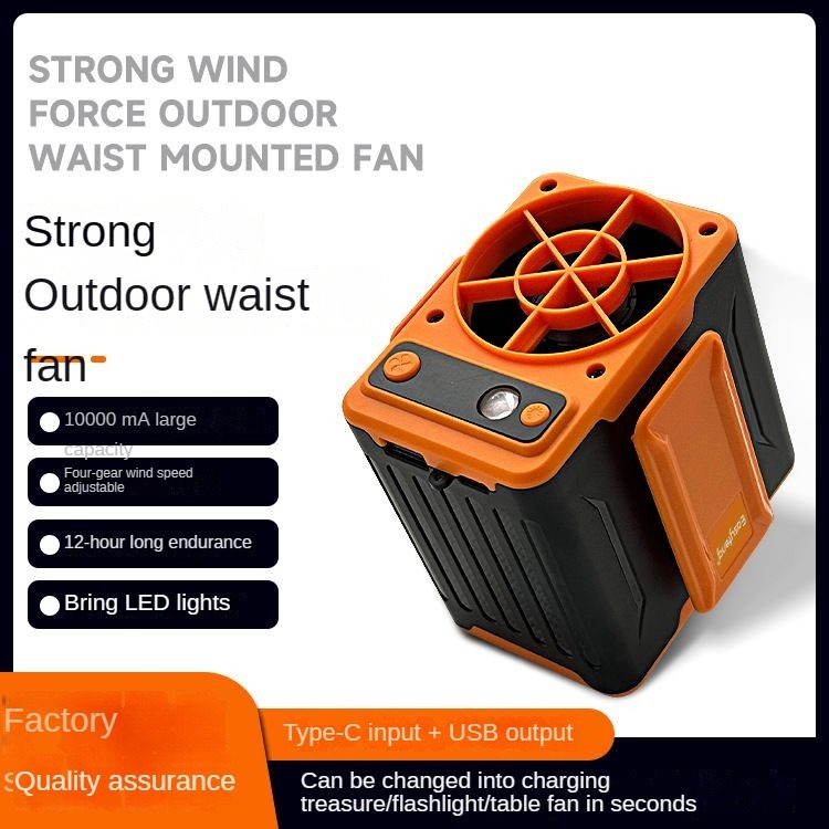 10000mAh Portable Waist Fan Camping Hanging Neck Fan Power Bank Small ...