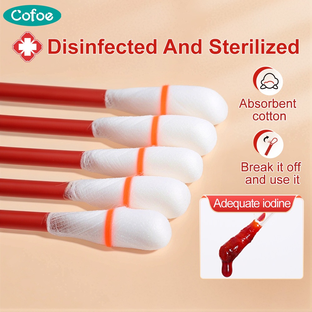 Cofoe Medical Iodine Swab Stick Disifection Disposable Cotton Swabs Wound Sterilize 50pcs/box ...
