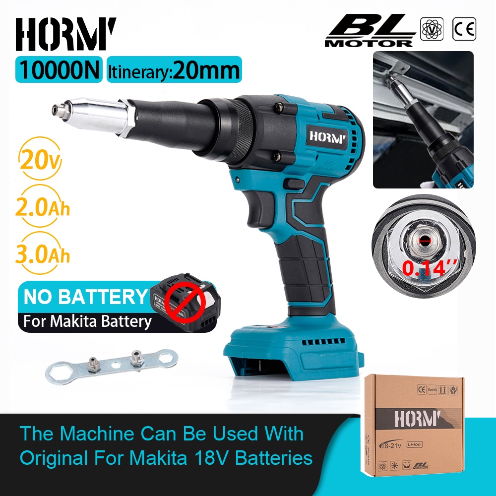 Hormy Electric Rivet Gun Brushless Wireless Rivet Nut Gun Power Cordless Rechargeable Auto