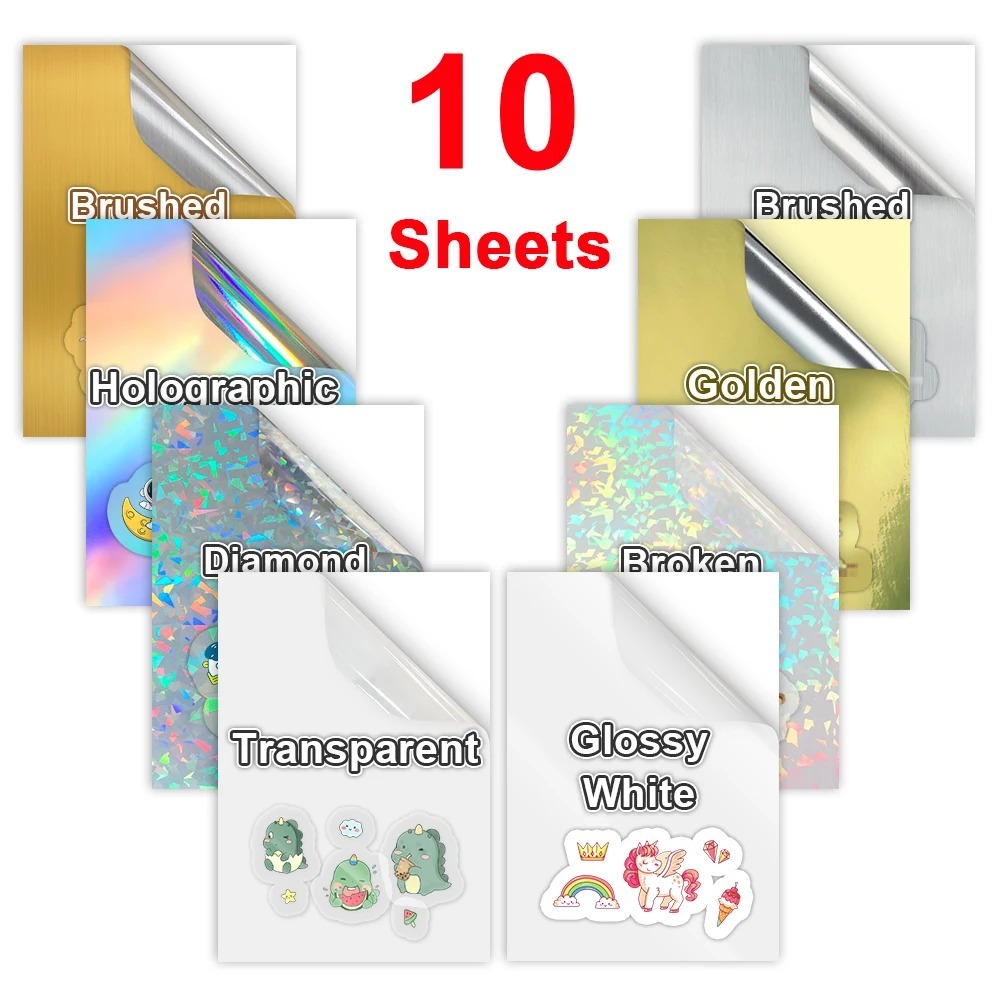 PVC Vinyl Sticker Paper Sheet A4 Size - 10 Sheets, InkJet Printable ...
