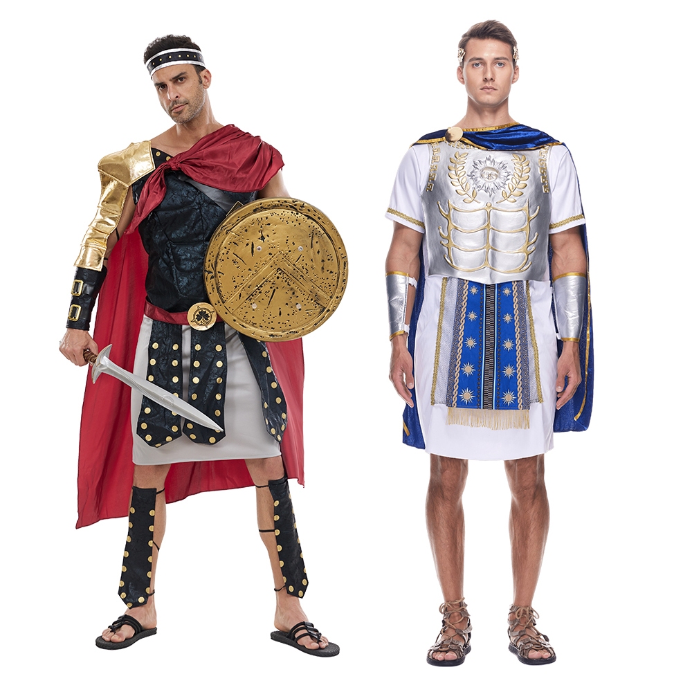 COD Adult Roman Emperor Toga Costume Men Brave Roman Warrior Gladiator ...