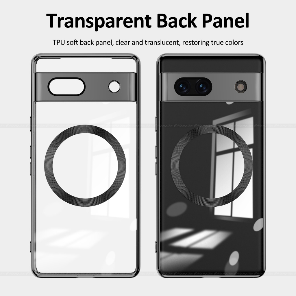 For Google Pixel 8a Casing Built-in Lens Protector Transparent Plating ...
