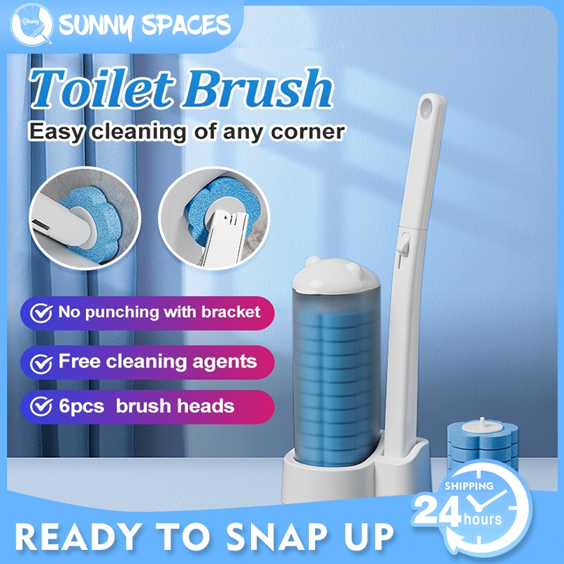 SUNNY SPACES Disposable Toilet Brush With Brush Head Wall Mounted ...