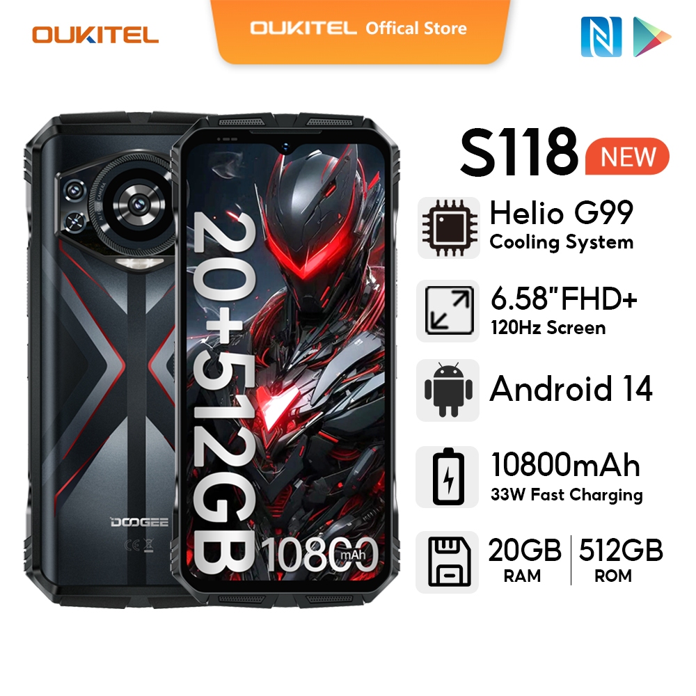 OUKITEL Doogee S118 20GB+512GB Cellphone 120Hz IPS 6.5" FHD+ 10800mAh ...