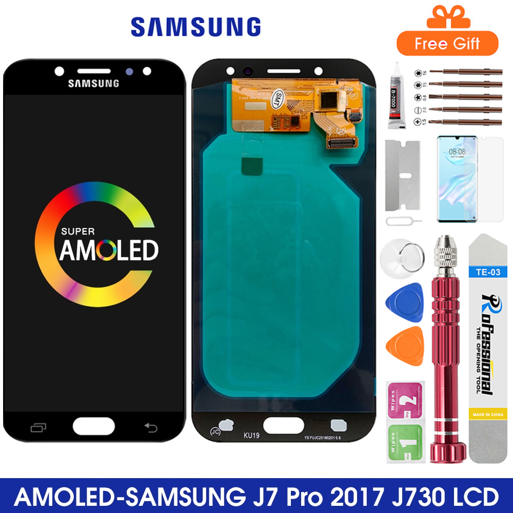 AMOLED For Samsung J7 Pro 2017 J730 LCD Display Touch Screen Digitizer Assembly J730F Screen ...