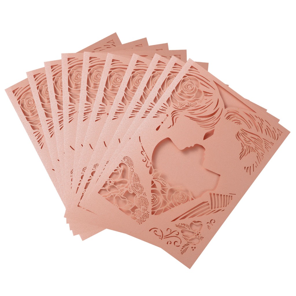 10pcs/pack Laser Cut 5R Wedding Invitation Card Groom Bride Pattern ...
