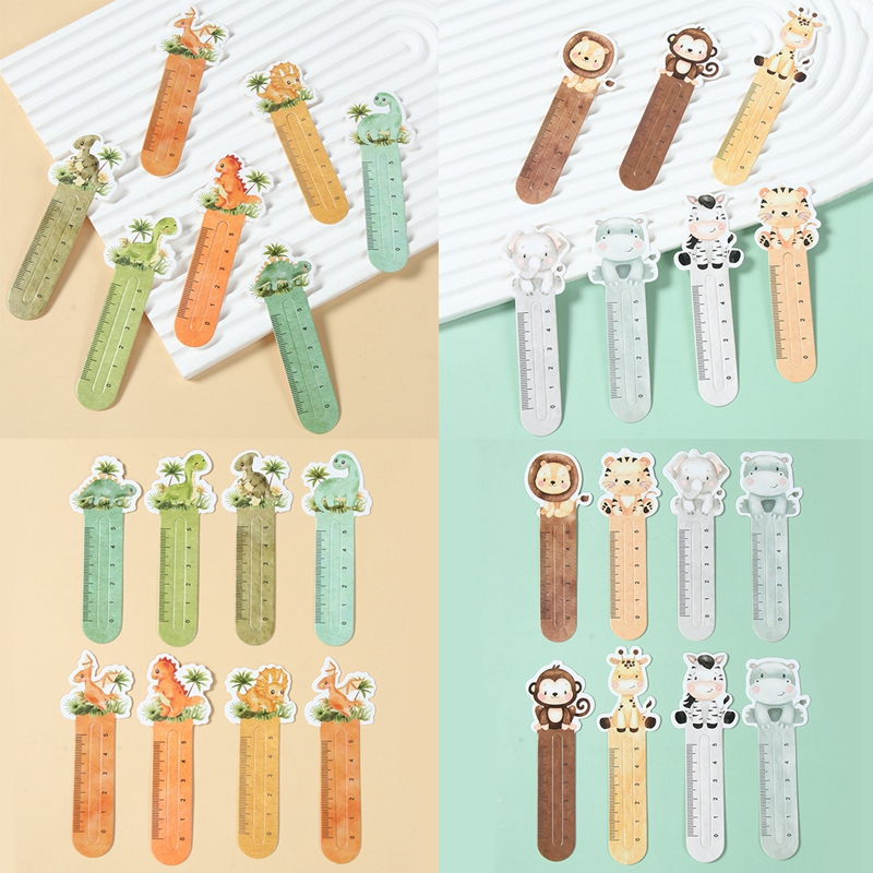 50pcs/set Cartoon Dinosaur Bookmarks Ruler Cute Animals Paper Bookmarks ...